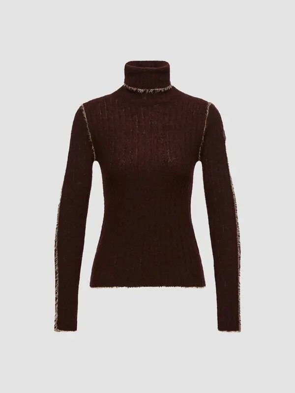 Moncler Turtleneck Sweater In Cotton - Brown