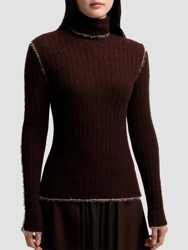 Moncler Turtleneck Sweater In Cotton - Brown
