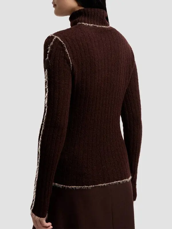 Moncler Turtleneck Sweater In Cotton - Brown
