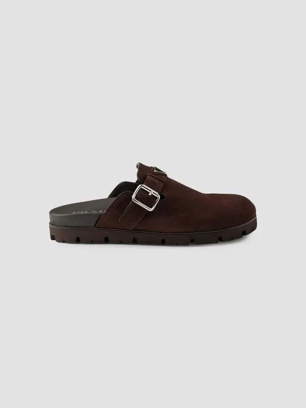 Prada Suede Mules - Brown