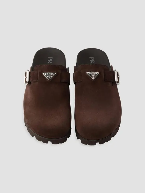 Prada Suede Mules - Brown