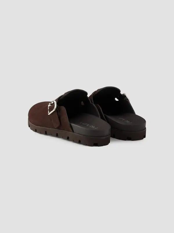 Prada Suede Mules - Brown