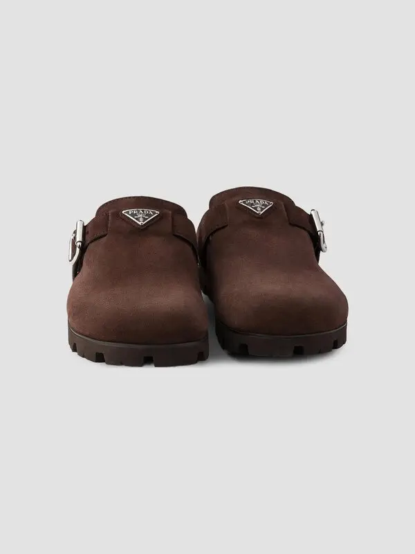 Prada Suede Mules - Brown