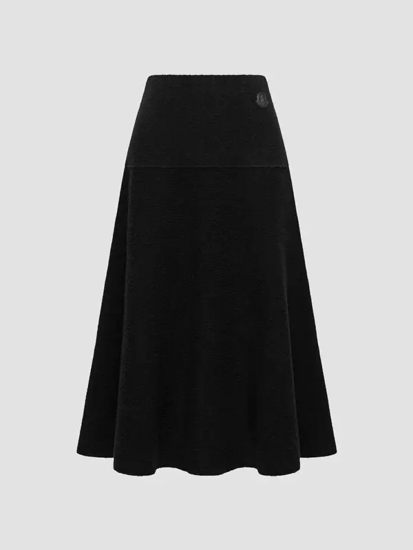 Moncler Midi Skirt In Boucle Wool Blend - Black