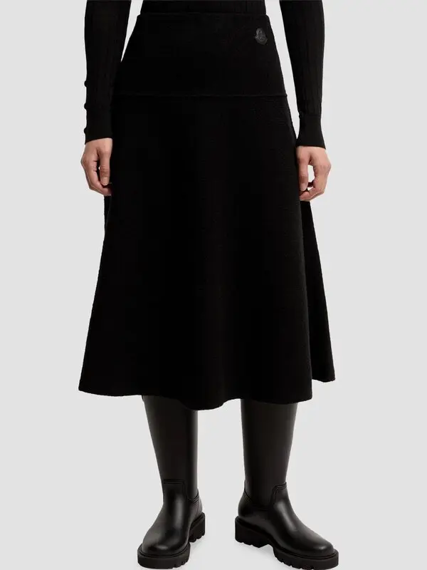 Moncler Midi Skirt In Boucle Wool Blend