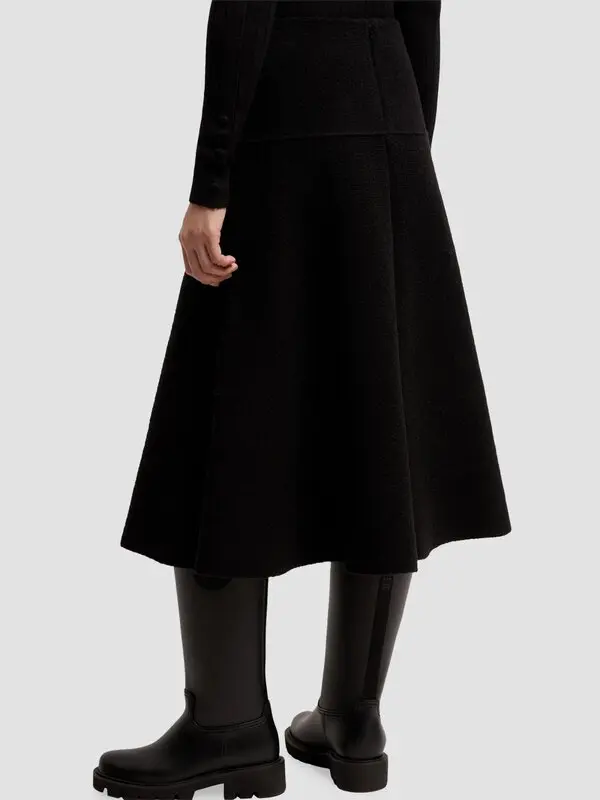 Moncler Midi Skirt In Boucle Wool Blend