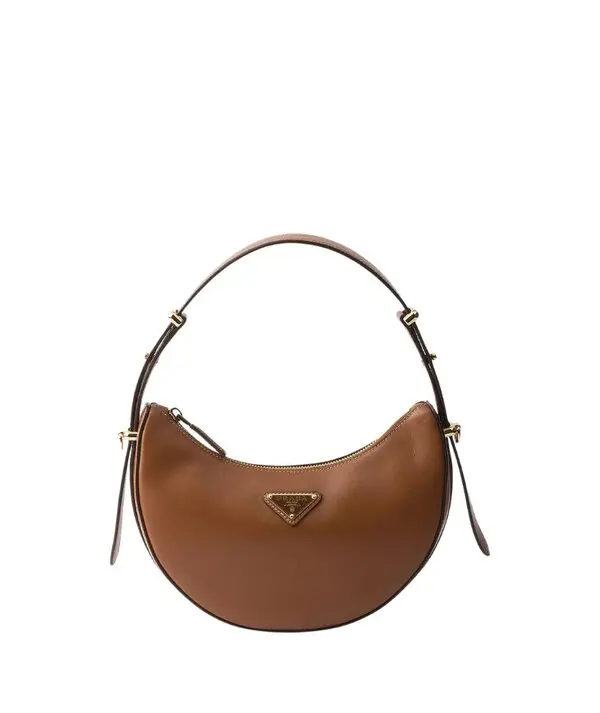 Prada Arqué Mini Leather Shoulder Bag - Brown