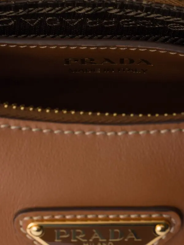 Prada Arqué Mini Leather Shoulder Bag - Brown