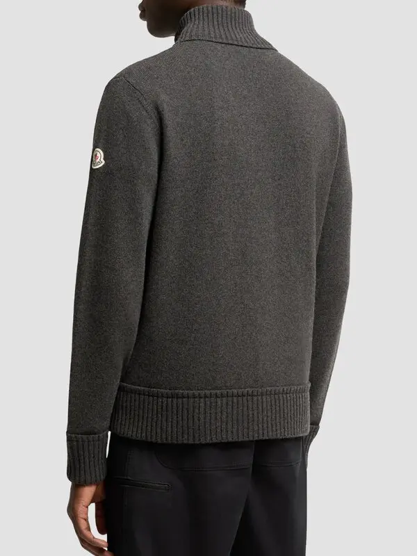 Moncler Cardigan In Cashmere And Wool