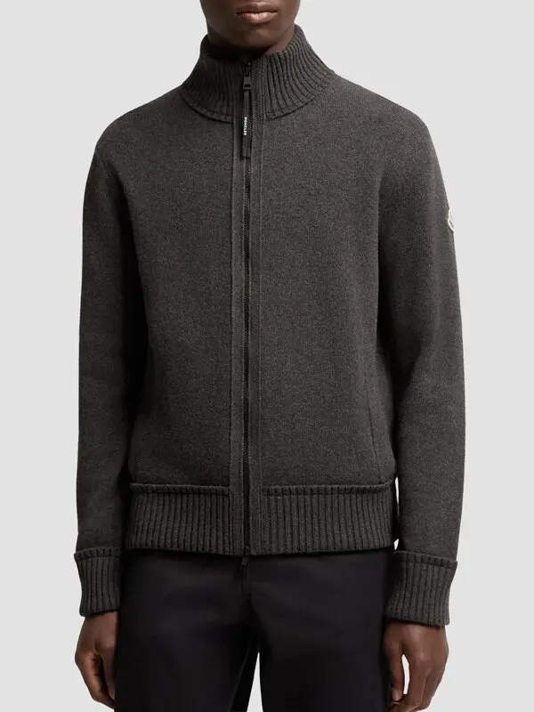 Moncler Cardigan In Cashmere And Wool