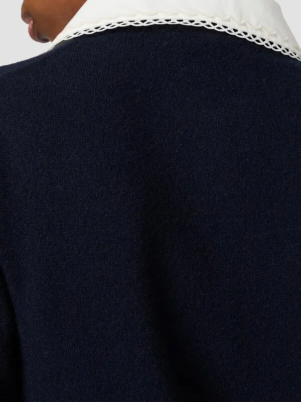 Miu Miu Cashmere Cardigan With Embroidered Poplin Collar