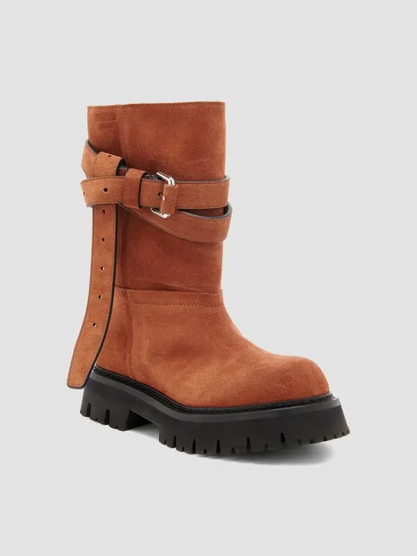 Moschino Tie Me 40mm Suede Ankle Boots