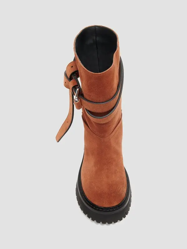Moschino Tie Me 40mm Suede Ankle Boots