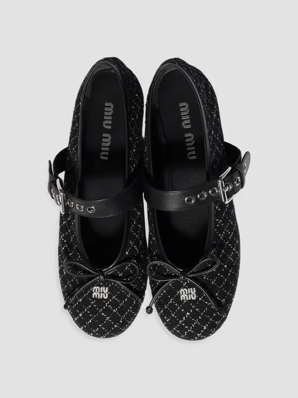 Miu Miu Wool Ballerinas - Black