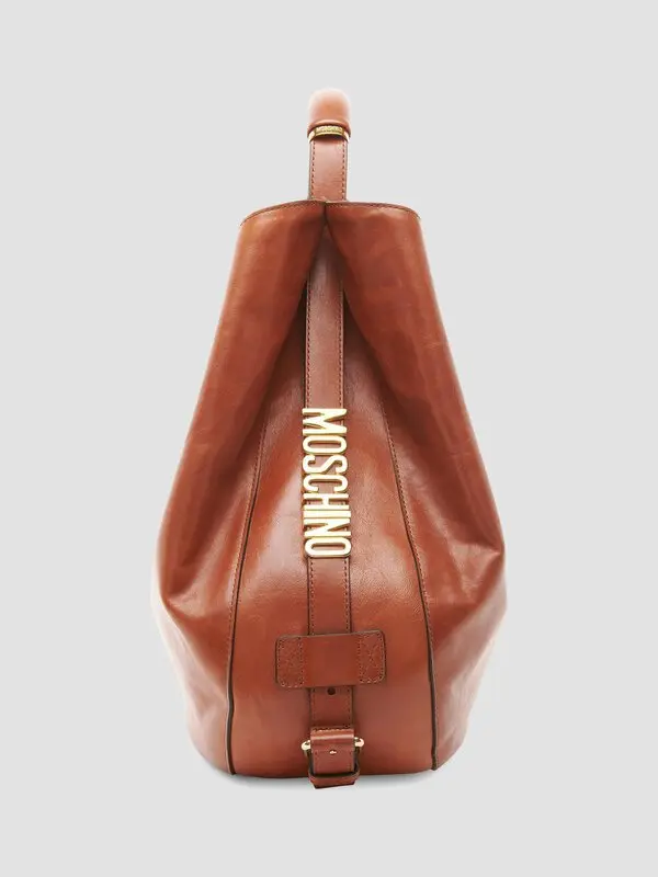Moschino Handle Me Leather Hobo Bag