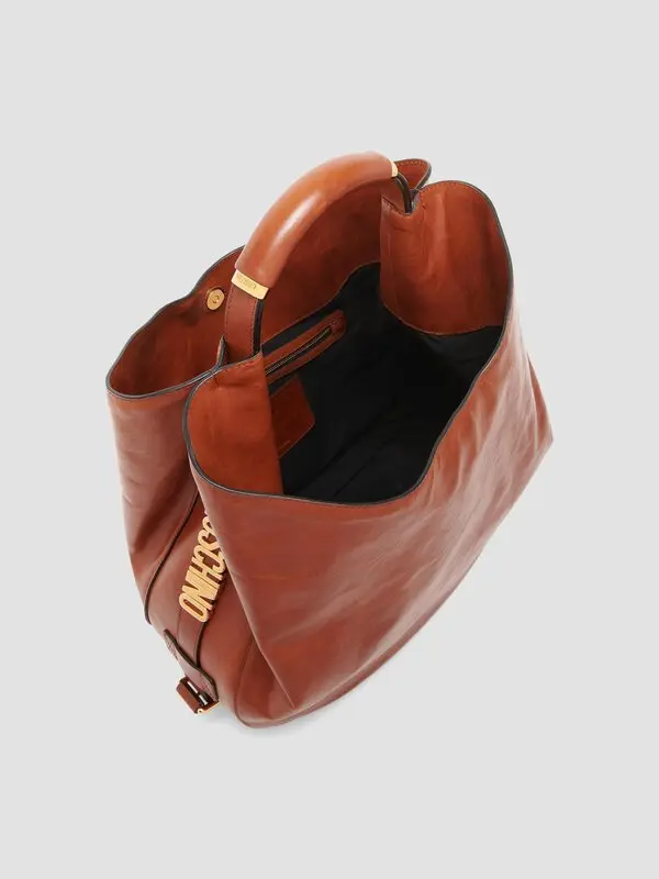 Moschino Handle Me Leather Hobo Bag