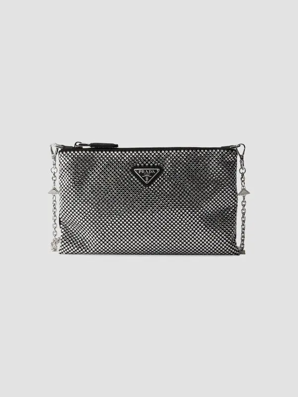 Prada Mini Crystal-studded Shoulder Bag - Black