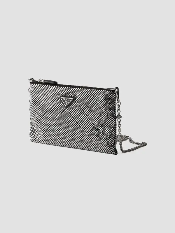 Prada Mini Crystal-studded Shoulder Bag - Black
