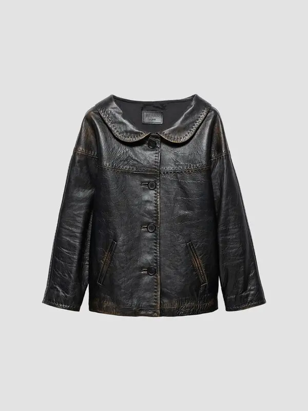 Prada Antiqued Nappa Leather Jacket