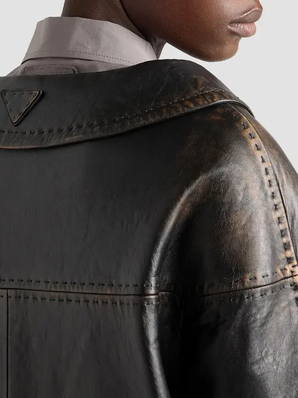 Prada Antiqued Nappa Leather Jacket