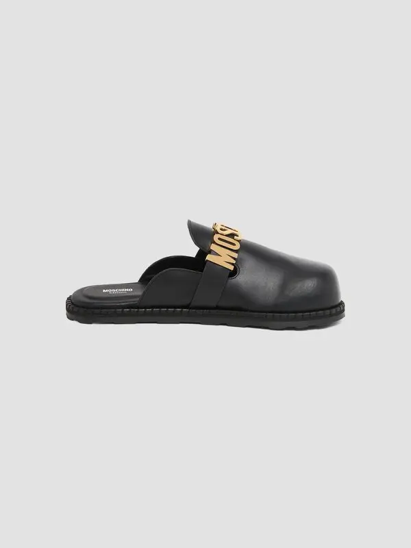 Moschino Logo Leather Mules