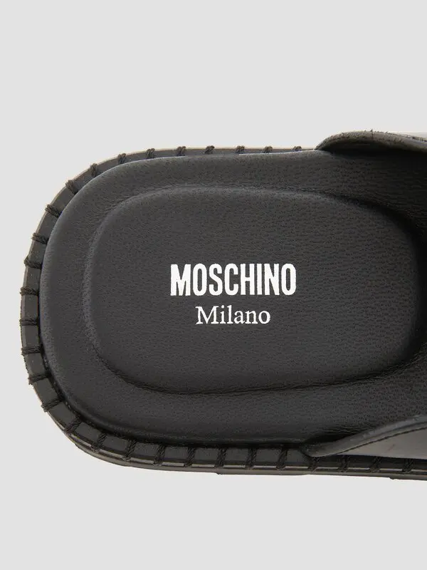 Moschino Logo Leather Mules