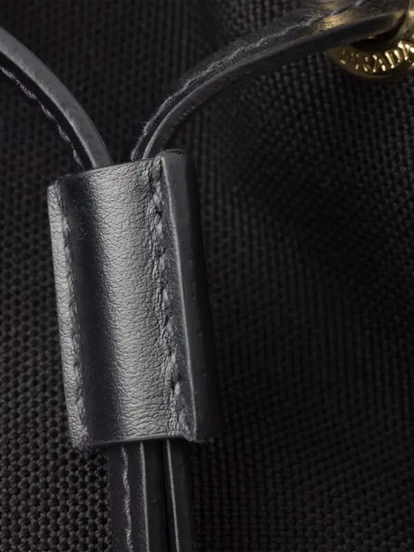 Prada Wicker And Canvas Bucket Bag - Black