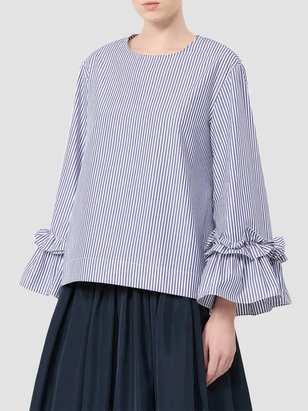 Max Mara Poplin Blouse With Ruffles And Flounces