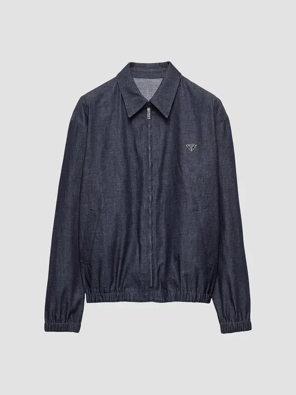 Prada Chambray Denim Blouson Zipper Jacket