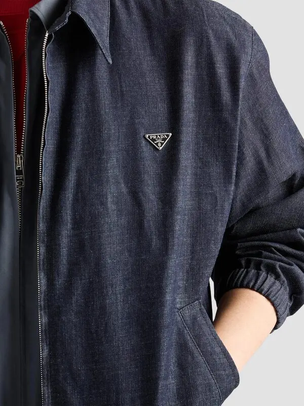 Prada Chambray Denim Blouson Zipper Jacket