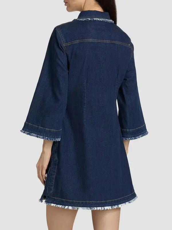 Cinq À Sept Dany Bicolor Fringe Denim Minidress