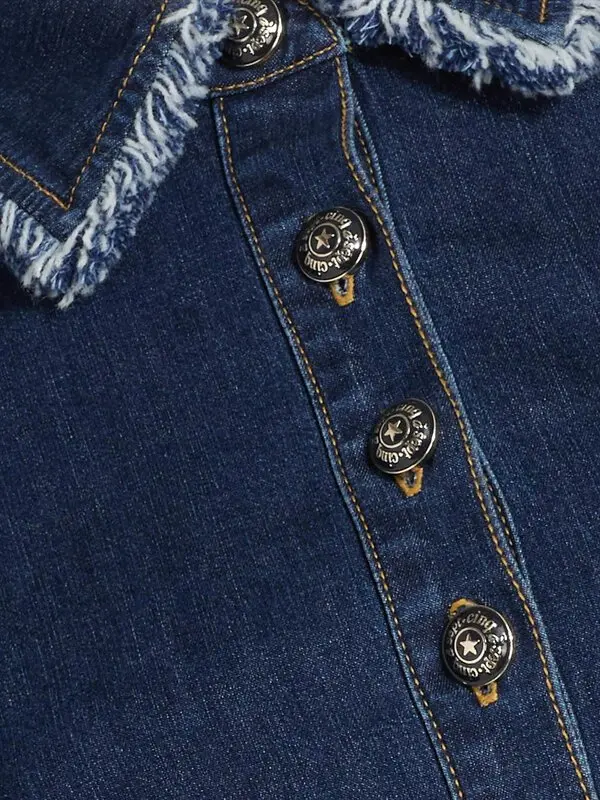 Cinq À Sept Dany Bicolor Fringe Denim Minidress