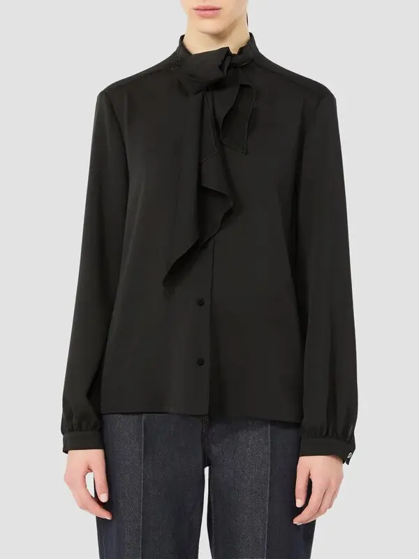 Max Mara Ruffled Silk Charmeuse Shirt