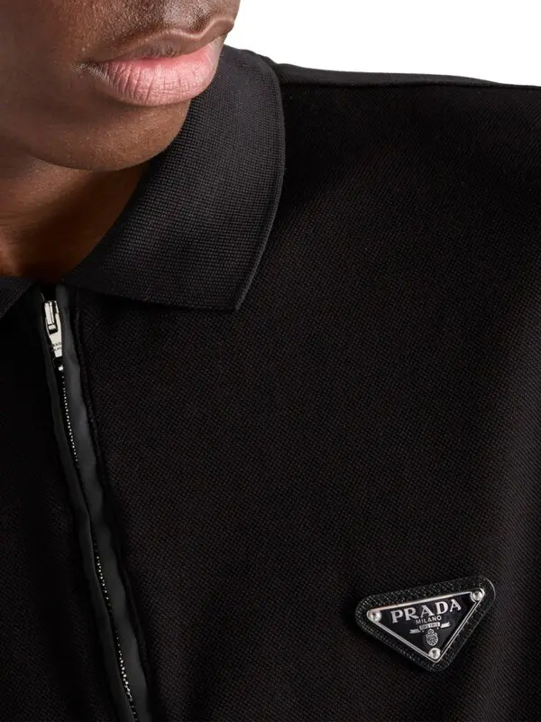 Prada Piqué Polo Shirt With Re-nylon Details