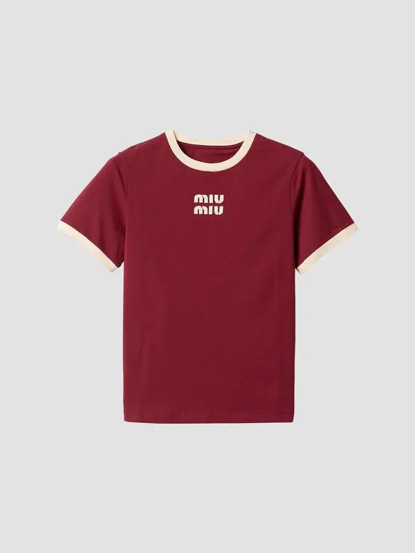 Miu Miu Cotton Jersey T-shirt - Dark Red