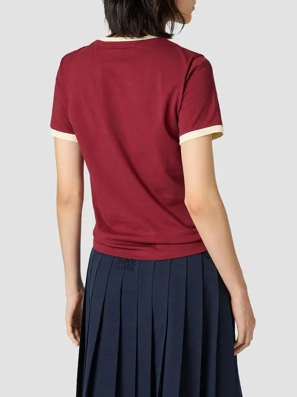Miu Miu Cotton Jersey T-shirt - Dark Red