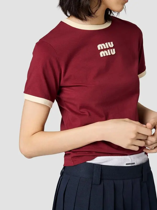 Miu Miu Cotton Jersey T-shirt - Dark Red