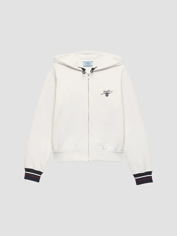 Prada Cotton Fleece Zipper Hoodie