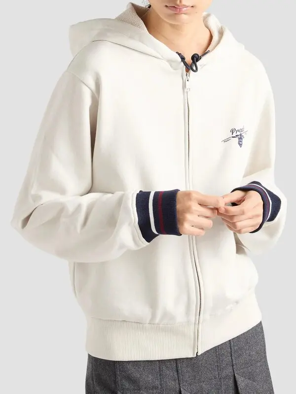 Prada Cotton Fleece Zipper Hoodie