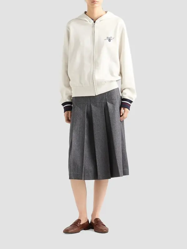 Prada Cotton Fleece Zipper Hoodie