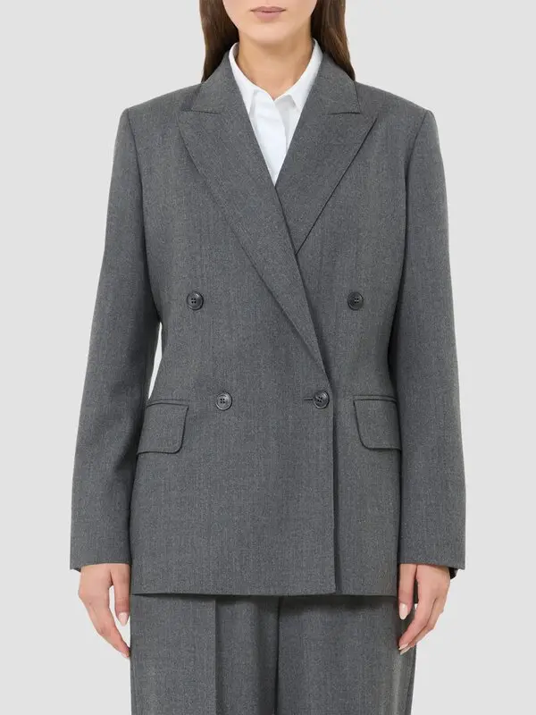 Max Mara Double Breasted Wool Flannel Blazer