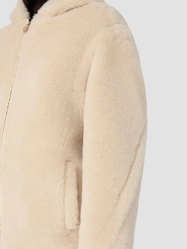 Max Mara Alpaca And Wool Teddy Fabric Hooded Coat