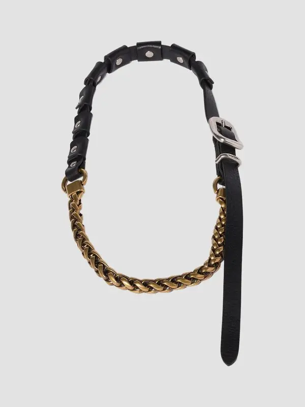 Miu Miu Metal And Leather Necklace - Black