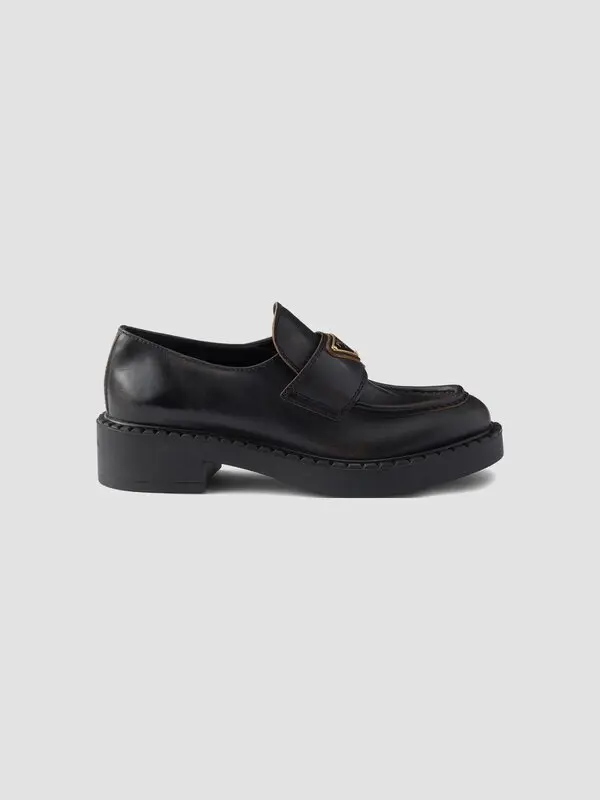 Prada Chocolate Antiqued Leather Loafers