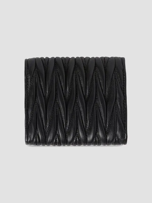 Miu Miu Small Matelasse Nappa Leather Wallet - Black
