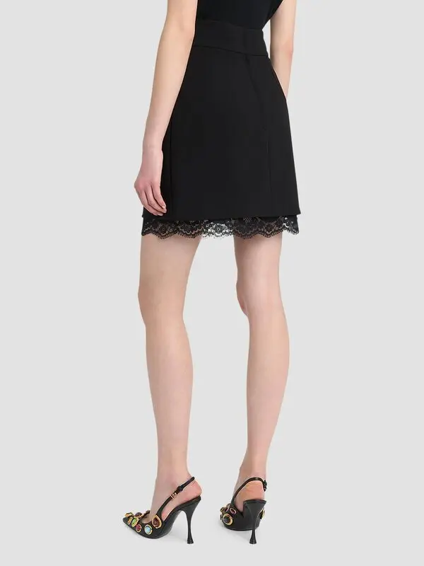 Dolce & Gabbana Lace-hemmed Wool Mini Skirt