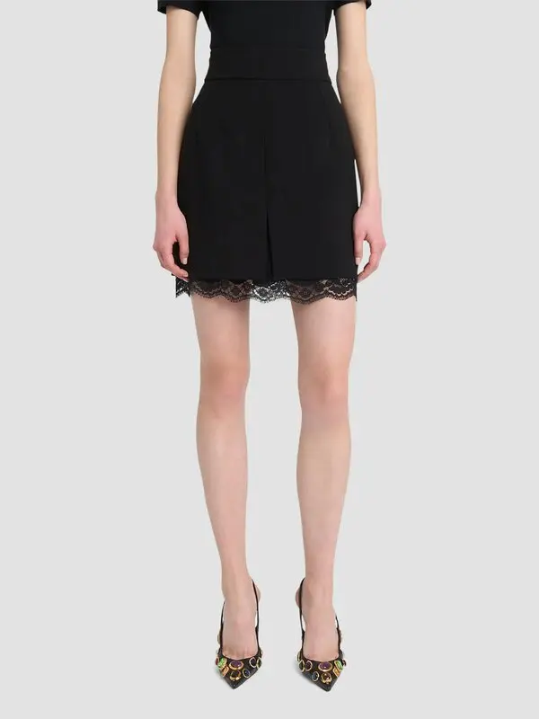 Dolce & Gabbana Lace-hemmed Wool Mini Skirt