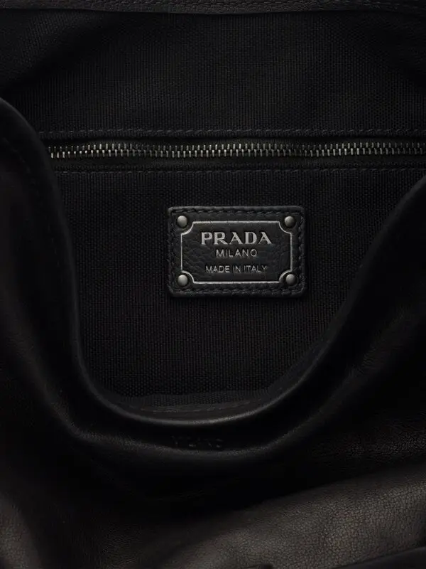 Prada Route Large Leather Shoulder Bag - Black