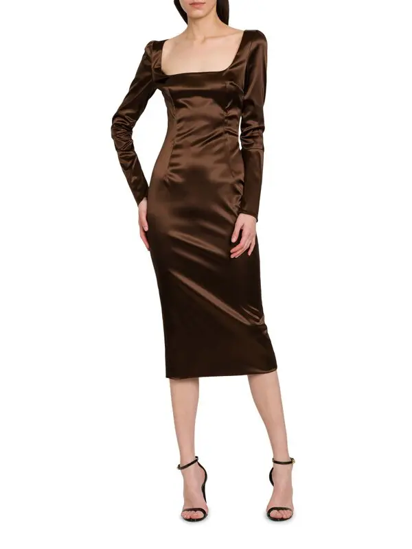 Dolce & Gabbana Italian Tailoring Leopard-lined Satin Midi-dress