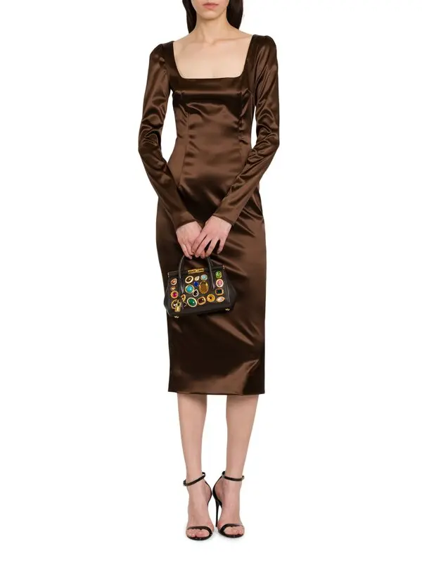 Dolce & Gabbana Italian Tailoring Leopard-lined Satin Midi-dress